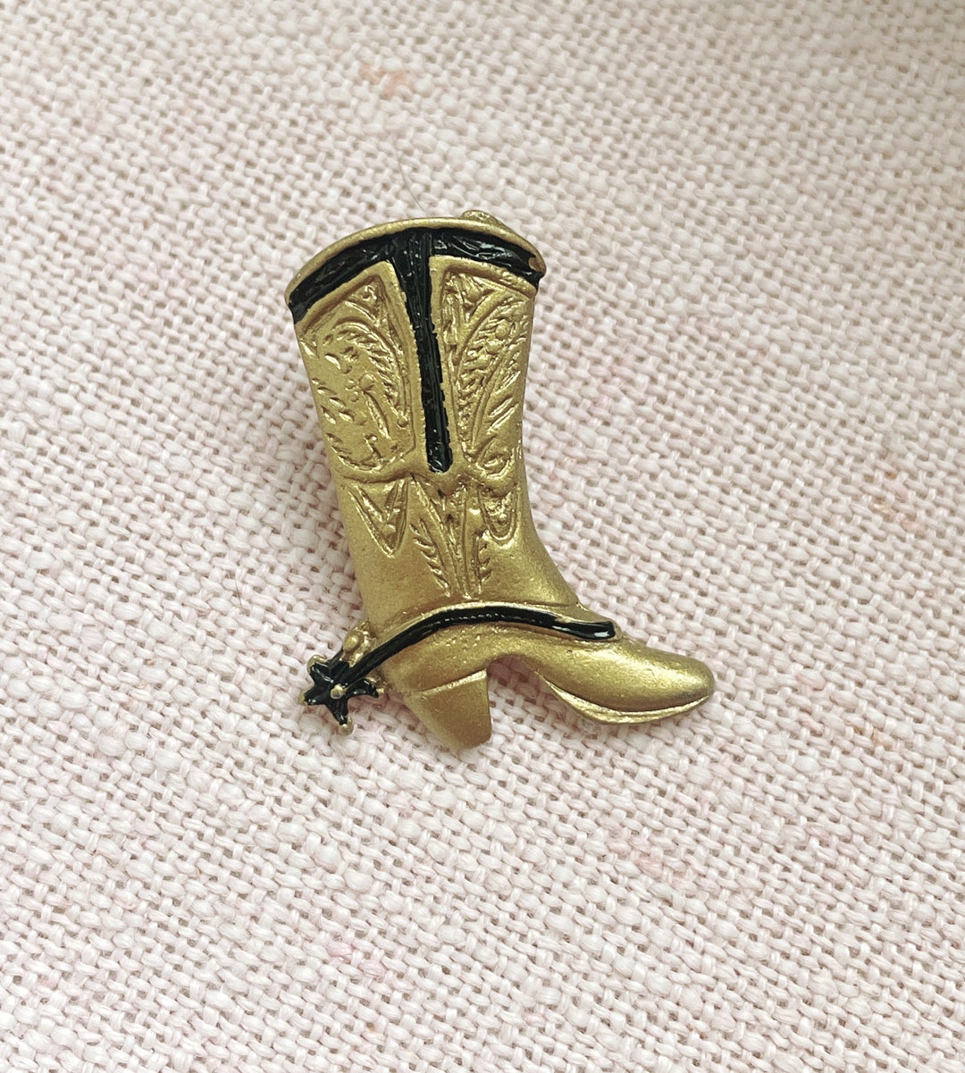 Vintage 1960s Gold Cowboy Boot Pin - Etsy