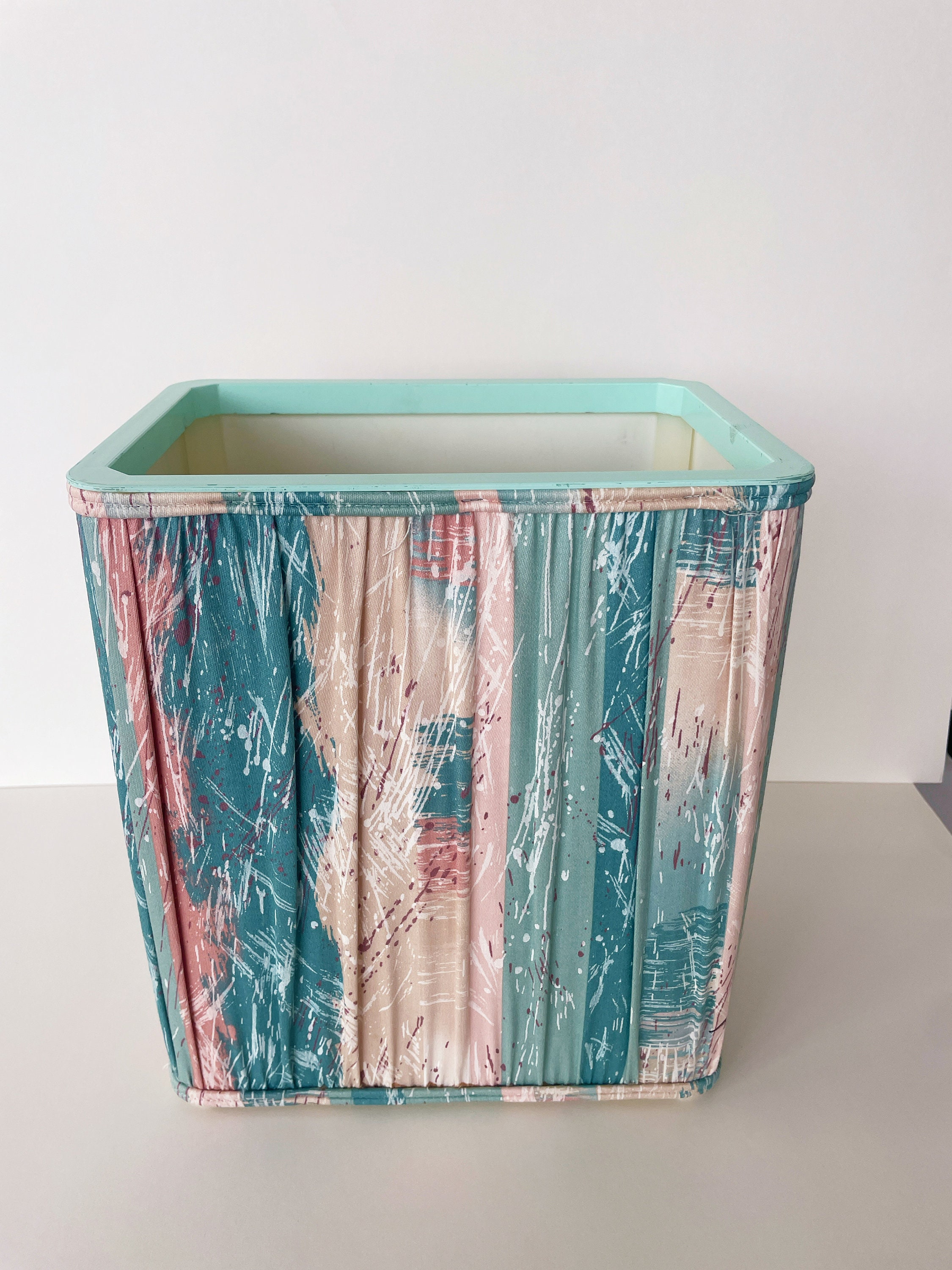 Vintage 80s Art Deco Pastel Splatter Trash Can - Etsy