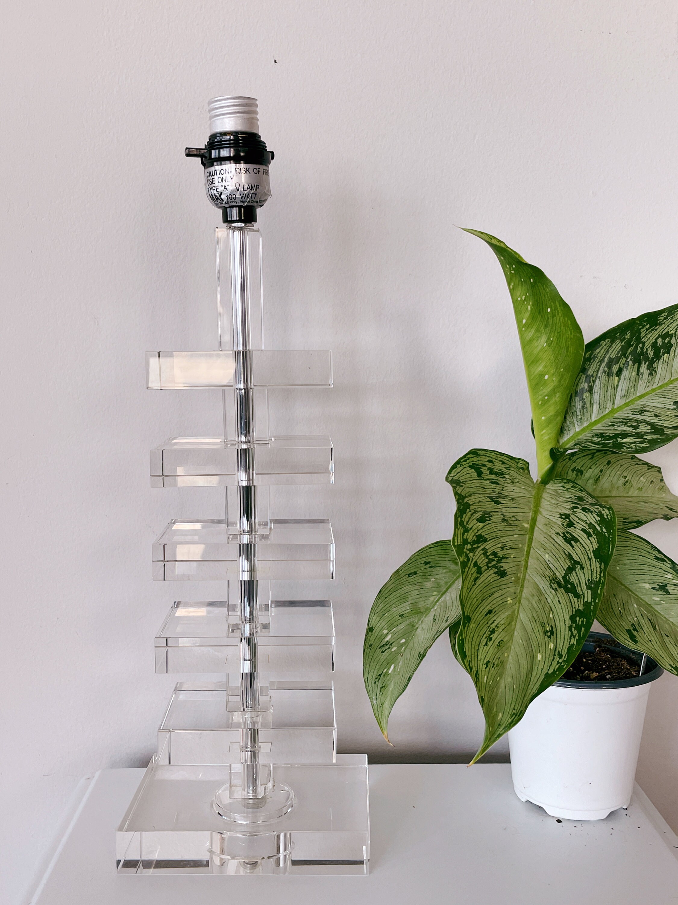 Vintage MCM 1970s Stacked Glass Lucite Lamp 16.5 - Etsy