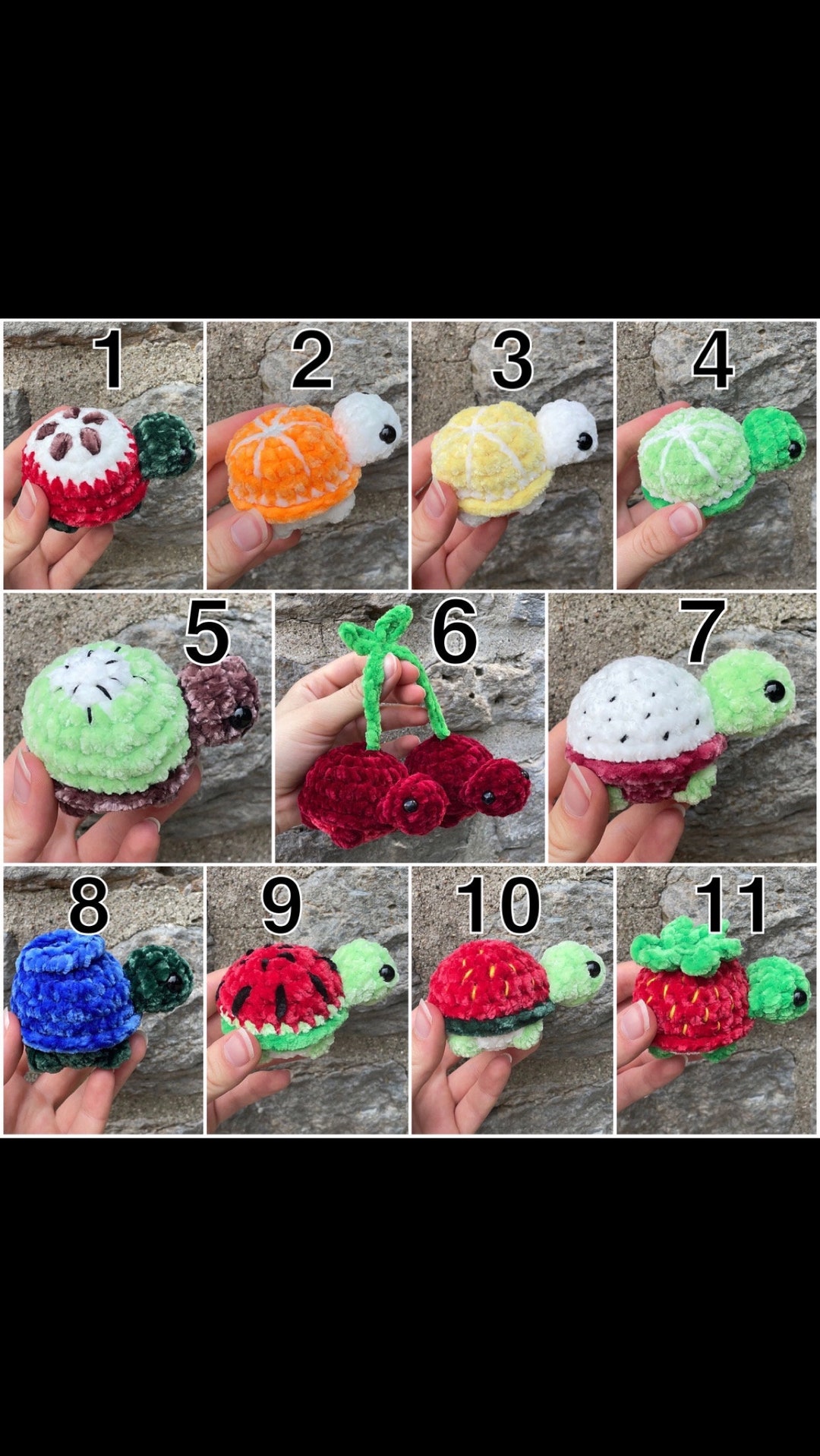 Mini Crochet Food Themed Turtle Plush - Etsy