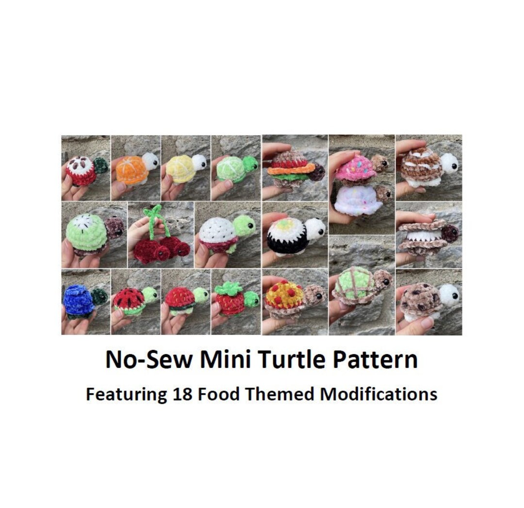 Crochet Patterns: Food Themed Mini No-sew Turtle, 18 Variations ...