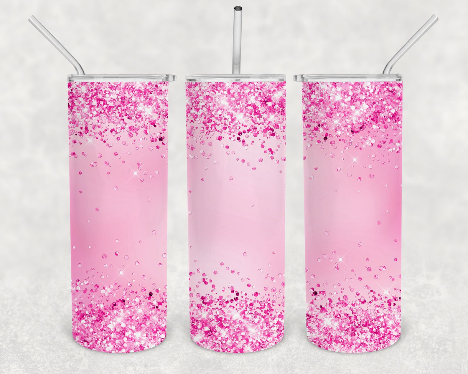 Candy Pink Glitter Ombre 20oz Skinny Tumbler Design for Sublimation - Etsy