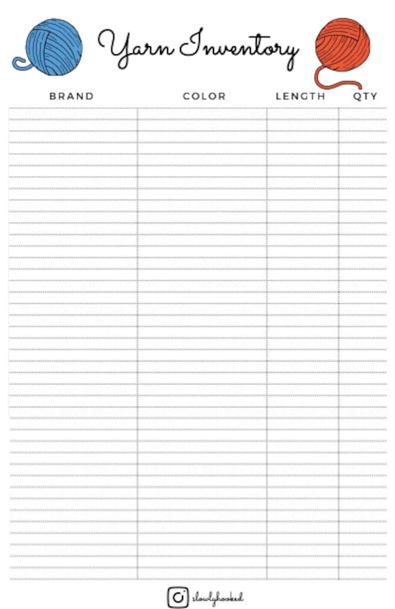 Yarn Inventory Printable - Etsy