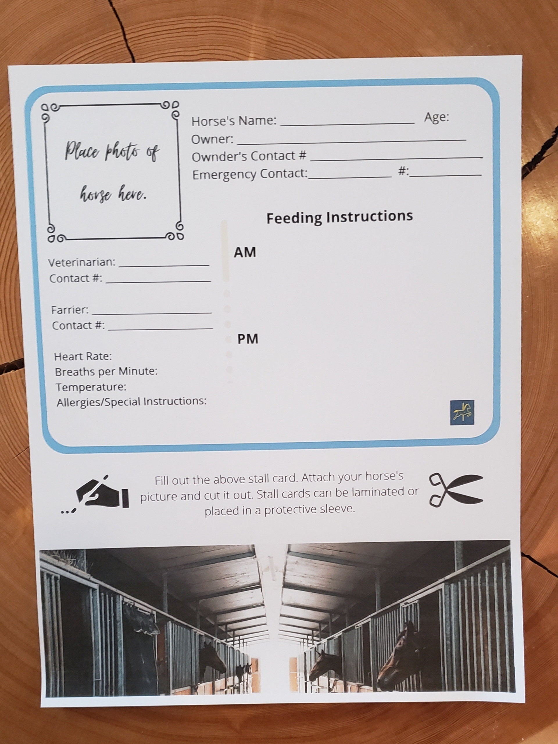 Horse Stall Card With Instructions for Taking Vitals - Etsy