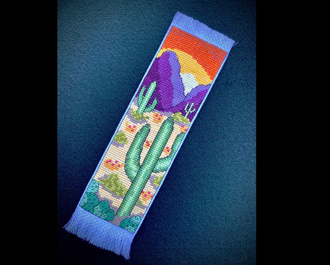 Cross Stitch Bookmark Pattern Desert Sunset Instant - Etsy