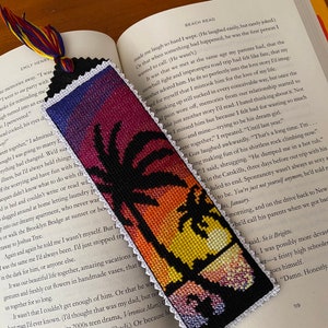 Cross Stitch Bookmark Pattern - Tropical Beach Vacation Sunset ...