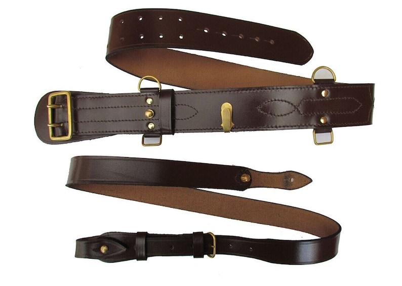 Sam Brown Belt With Brown Shoulder Strap With Buckle REAL LEATHER - Etsy