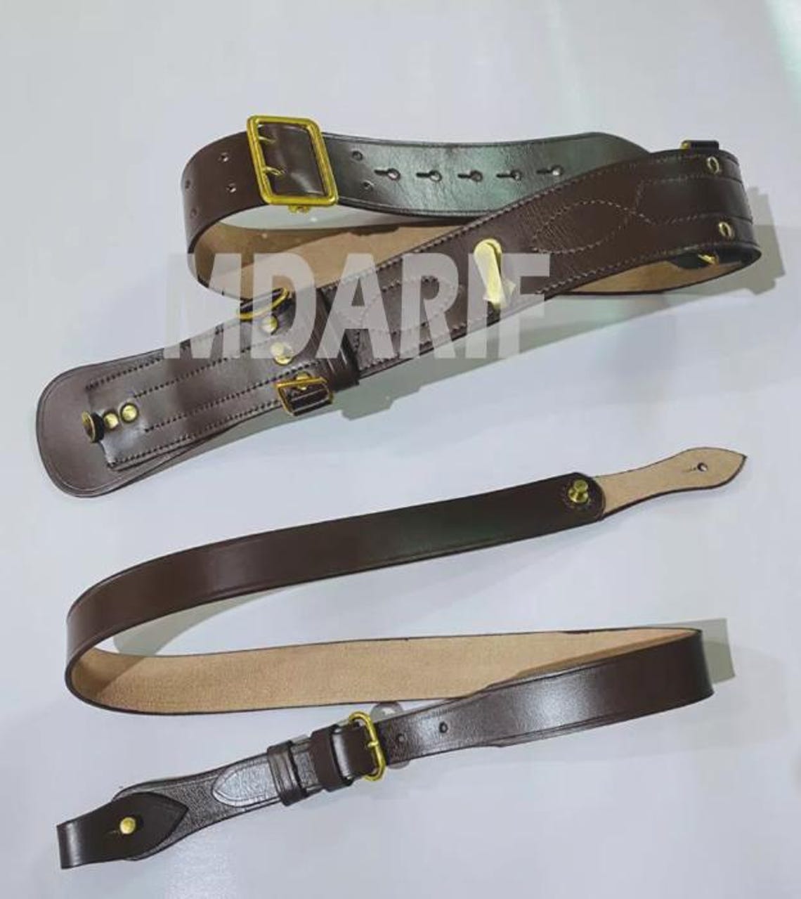 Sam Brown Belt With Brown Shoulder Strap With Buckle REAL LEATHER - Etsy