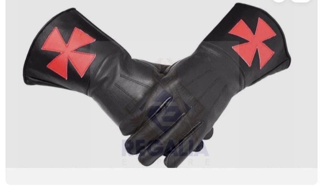 Masonic Regalia Knight Templar KT Gauntlets Genuine Leather Gloves Red ...