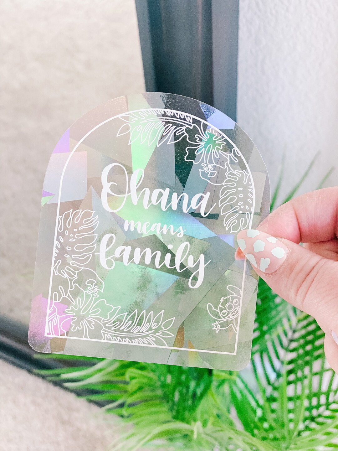 Ohana Means Family Suncatcher Sticker - Suncatcher Window Sticker ...