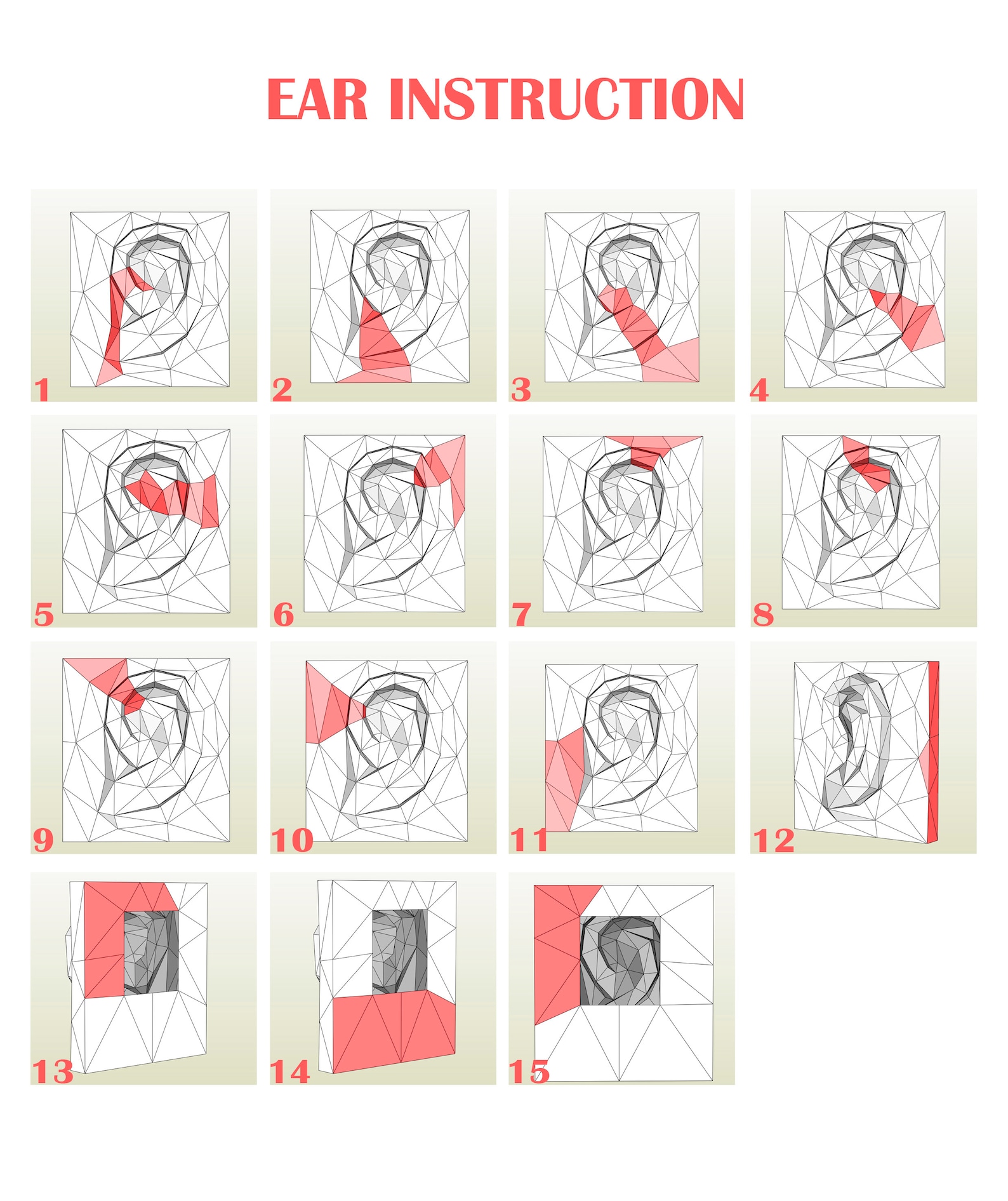 Papercraft Ear, Svg, Pdf Cricut Paper Craft Davids Ear, Ear Pdf ...