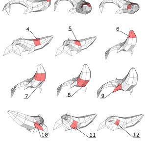Low Poly Whale Model and BABY Calf, Pdf,svg Create Your Own 3D ...