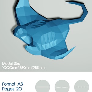 Manta Ray XXL Papercraft, SVG-PDF, Create Your Own 3D Papercraft Manta ...