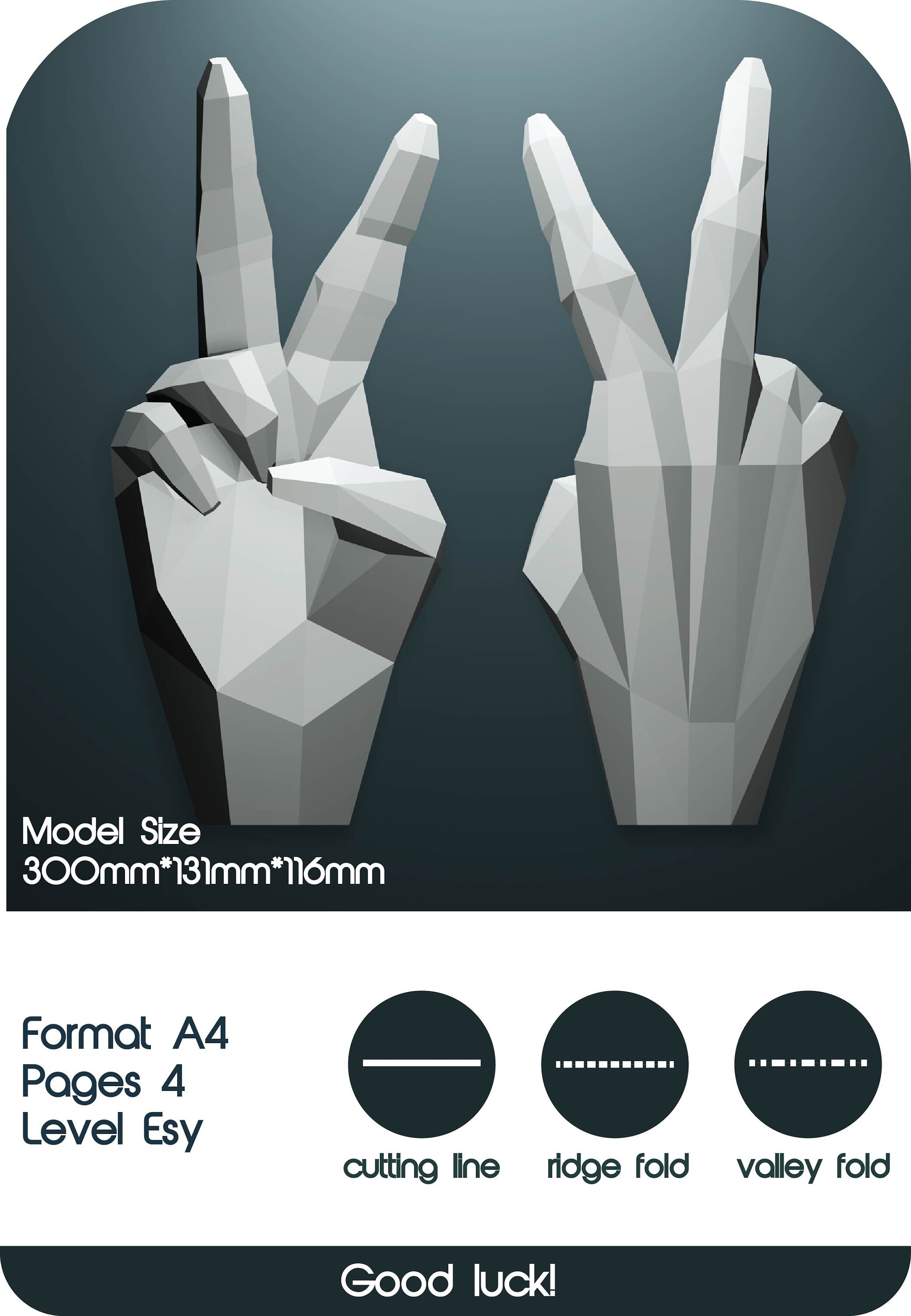 Peace Hand Papercraft PDF-SVG-DXF 3D Papercraft Template - Etsy Australia