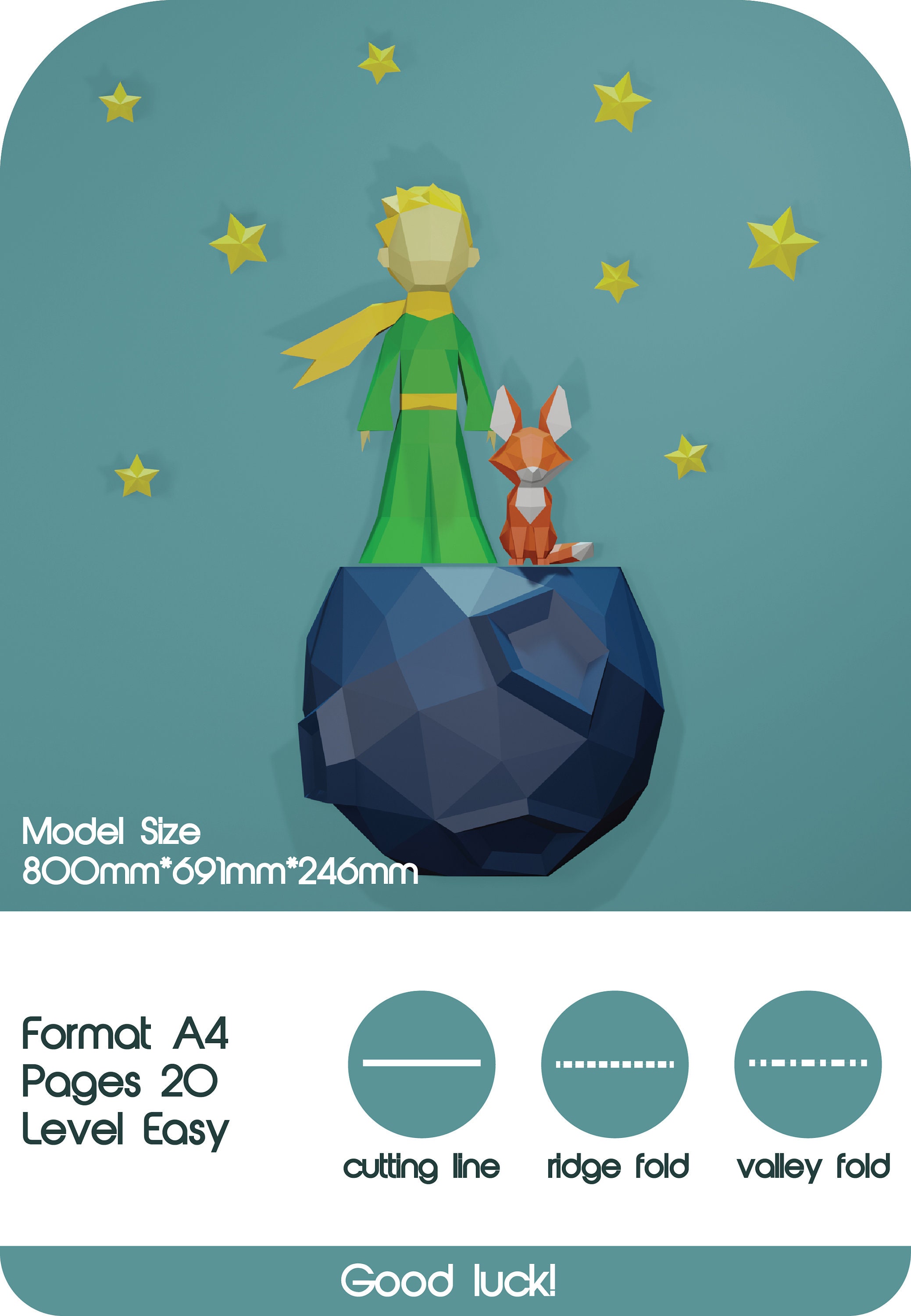 PAPERCRAFT the Little Prince and Fox on the Planet - Etsy