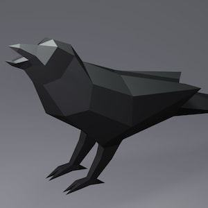 Raven(x4) Papercraft, Raven, SVG, PDF Template, Paper Statue, Crow 3D ...