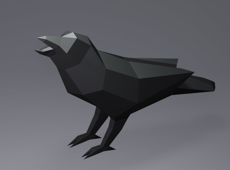 Raven(x4) Papercraft, Raven, SVG, PDF Template, Paper Statue, Crow 3D ...