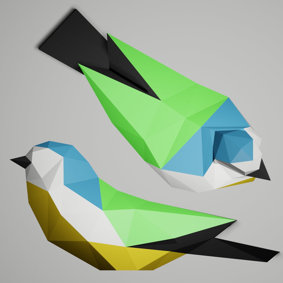 Papercraft Blue Tit, Bird 3d Papercraft, SVG, PDF, Instructions, Low ...