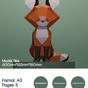 Papercraft Fox, Cute Fox, Digital Patterns, Low Poly Papercraft, Fox ...