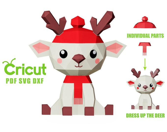 DIY Papercraft 3D Fawn On Rock PDF, Plantilla SVG para crear Deer Low ...