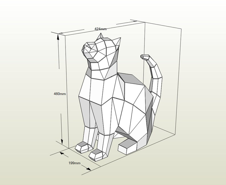 Cat Sitting Paper Craft 3D PDF SVG Template Papercraft - Etsy
