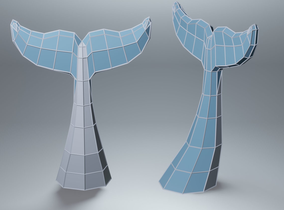 Two Whale Tails Papercraft Printable PDF Template Animal - Etsy