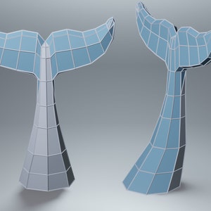 Two Whale Tails Papercraft, Printable PDF Template, Animal Figurine ...