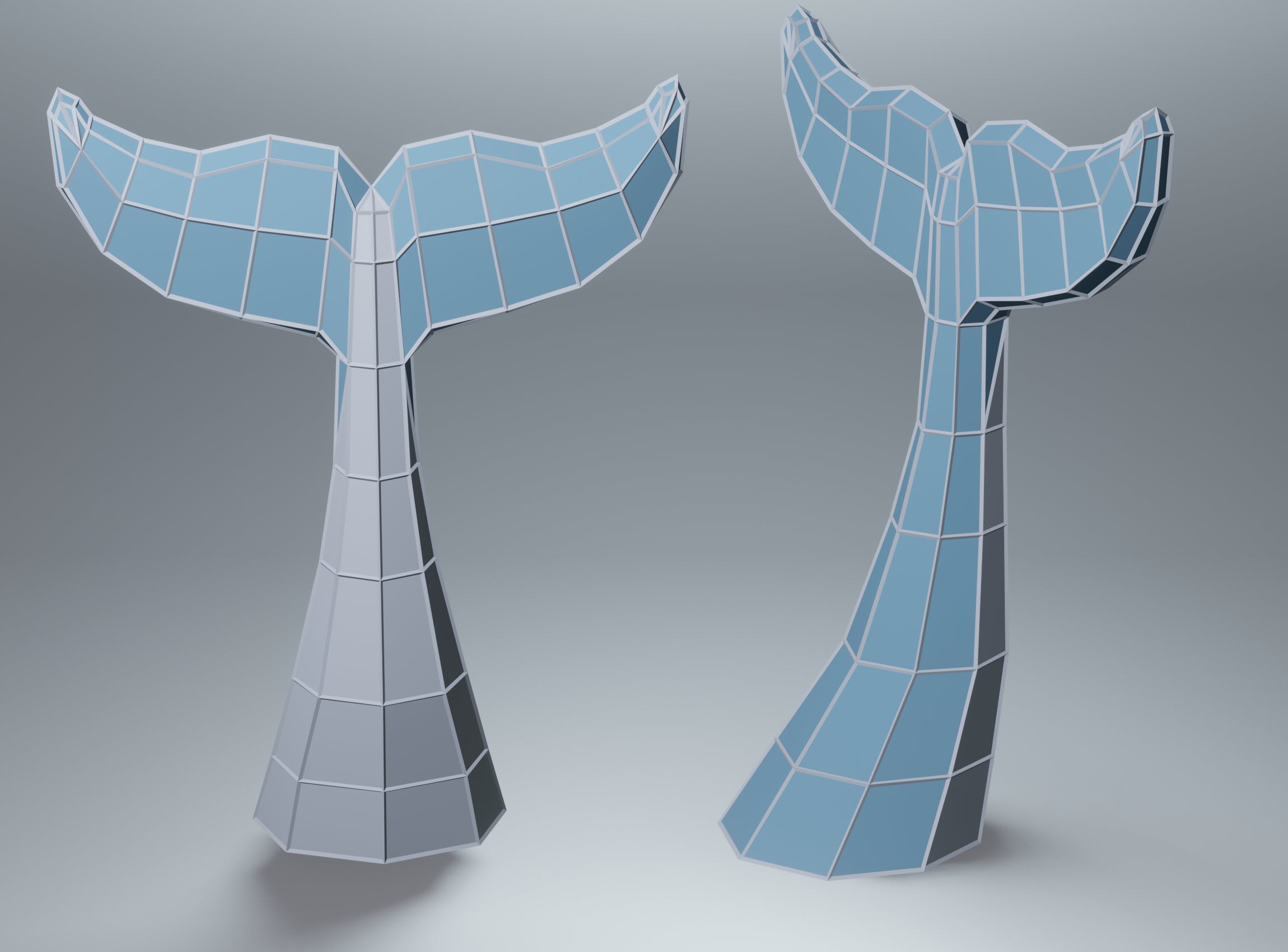 Two Whale Tails Papercraft Printable PDF Template Animal - Etsy