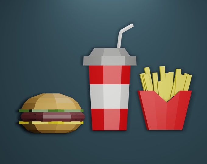 Burger Papercraft Coca-cola Fries PDF-SVG-DXF Pepakura - Etsy