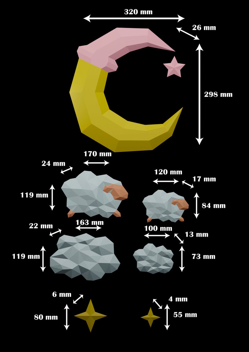 Moon Sky Sheep 3D Papercraft DIY Paper Sculpture Paper - Etsy