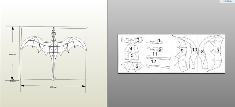 Papercraft Hanging Dragon PDF SVG Papercraft Low Poly Wall - Etsy