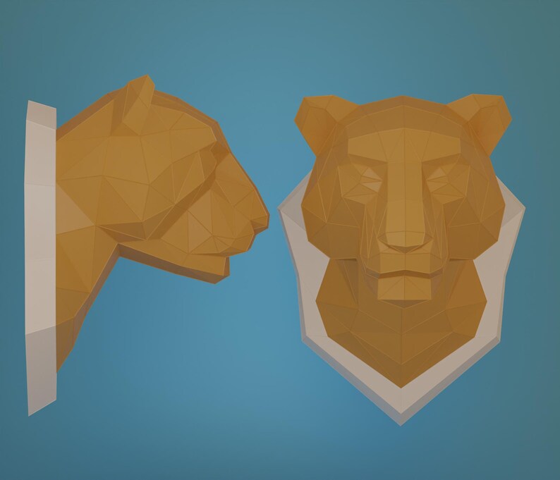 Tiger Head Papercraft, SVG, PDF, Dxf Paper Craft, Lioness, Panther Head ...