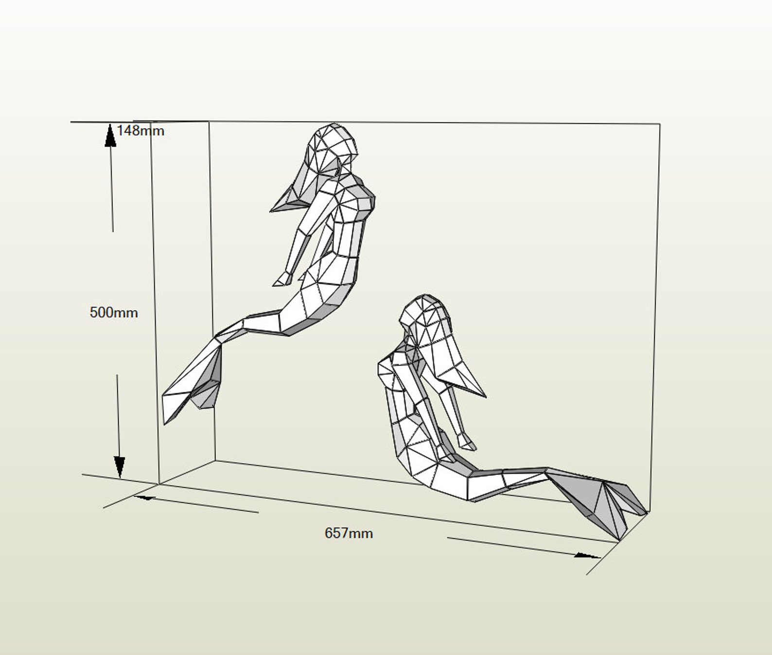 Mermaids Papercraft 3D Sculpture, PDF, SVG, DXF Papercraft Women Hang ...