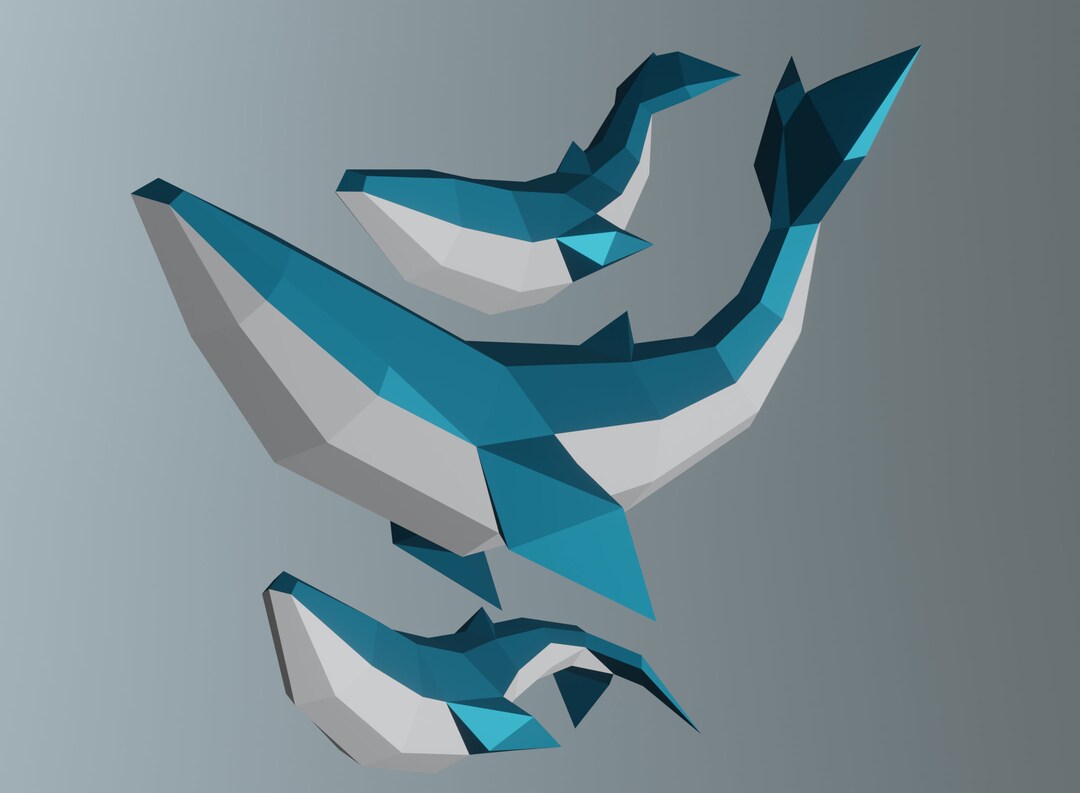 Low Poly Whale Model and BABY Calf, Pdf,svg Create Your Own 3D ...