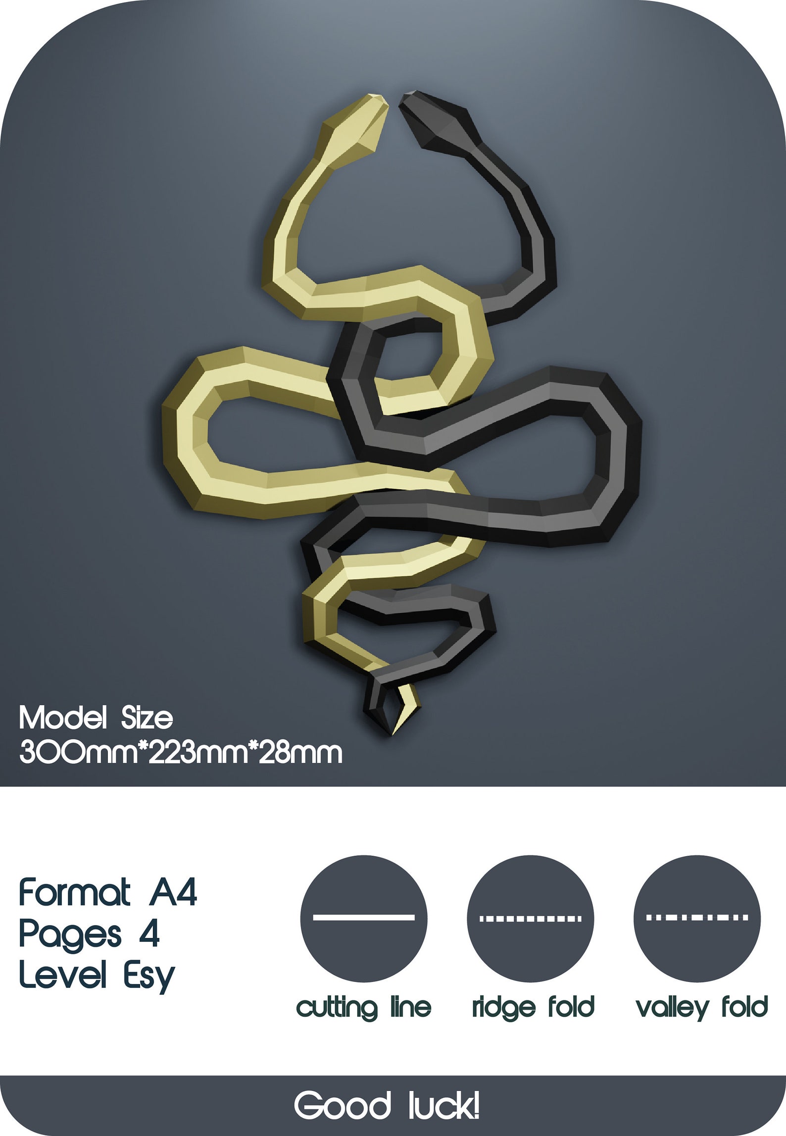 Snakes Papercraft Wall PDF-SVG-DXF Pepakura Lowpoly Low - Etsy