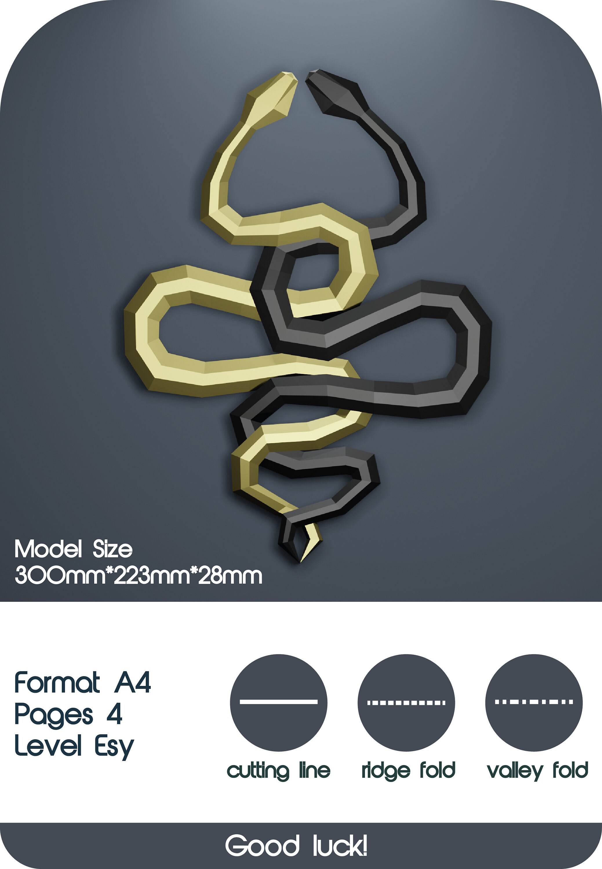 Snakes Papercraft Wall PDF-SVG-DXF Pepakura Lowpoly Low - Etsy