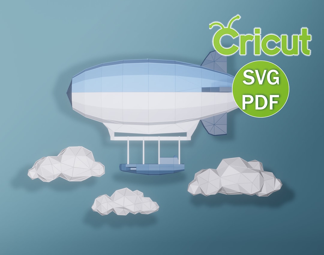 Papercraft Blimp Clouds Hanging, PDF SVG, Papercraft Low Poly, Paper Balloon Sculpture, Space ...