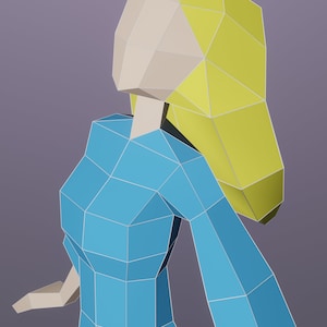 Girl Papercraft 3D Decor Sculpture, Low Poly Girl in Dress, DIY Dancer ...