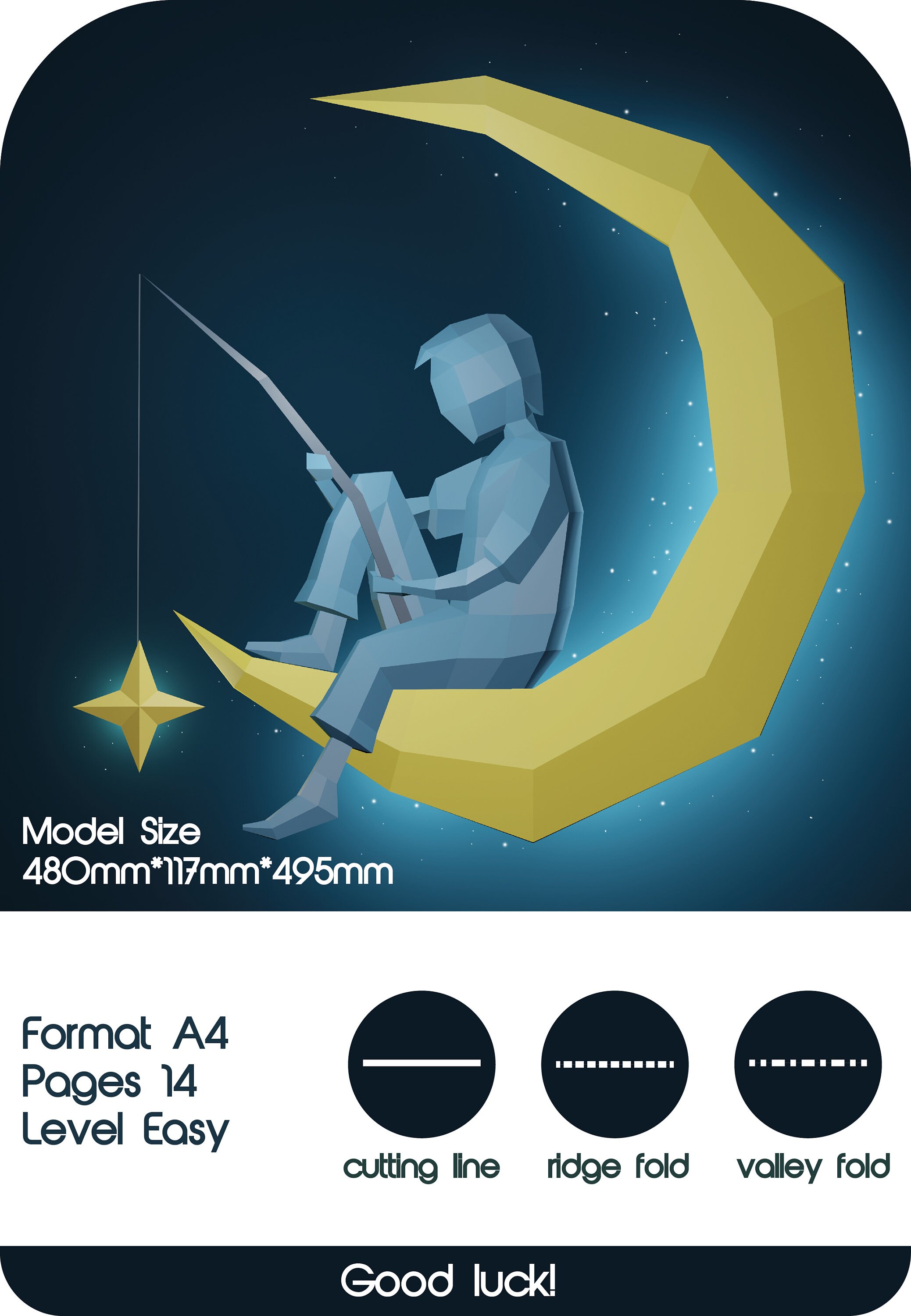 Papercraft the Boy on the Moon Papercraft Low Poly BOY MOON - Etsy