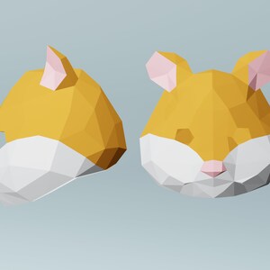 Hamster Mask Papercraft, PDF, SVG, DXF Hamster Low Poly, Papercraft 3d ...