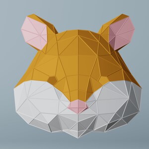 Hamster Mask Papercraft, PDF, SVG, DXF Hamster Low Poly, Papercraft 3d ...
