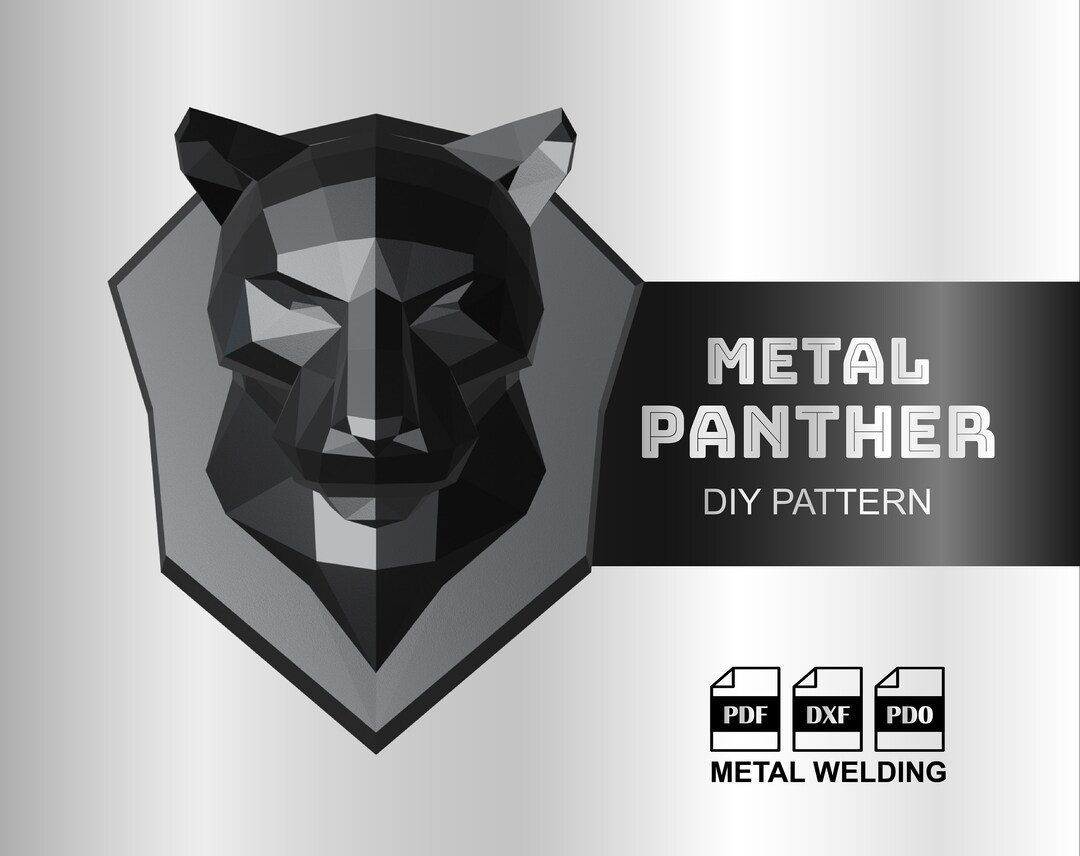 Panther, DXF, PDF, PDO, Low Poly Panther, Paper Tiger, Diy, Decor ...