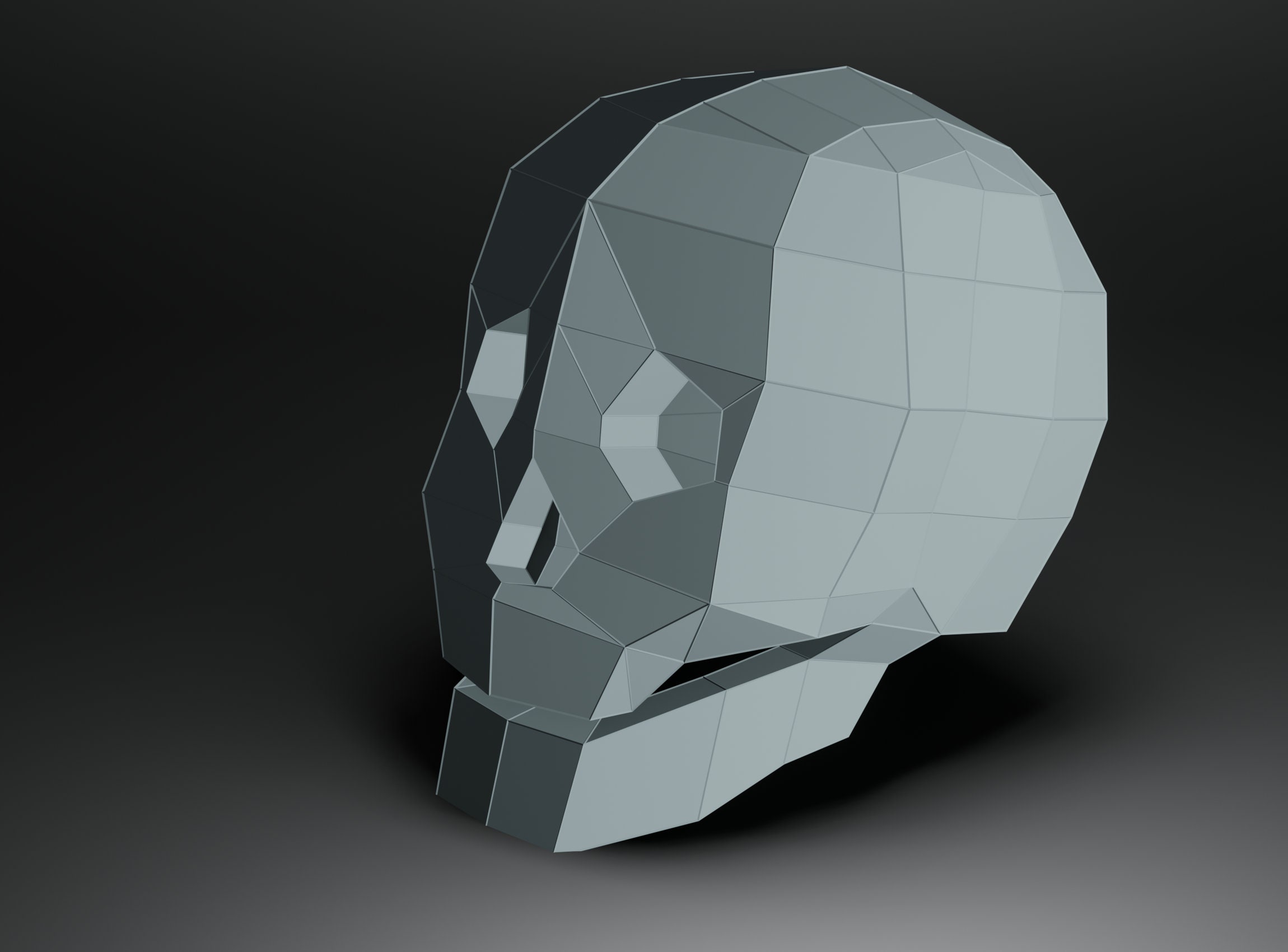 Papercraft Skull, PDF, SVG, DXF, Realistic Low Poly | 3D Polygon ...