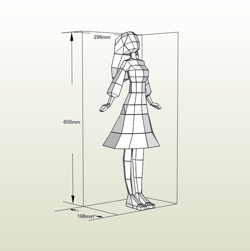 Girl Papercraft 3D Decor Sculpture, Low Poly Girl in Dress, DIY Dancer ...