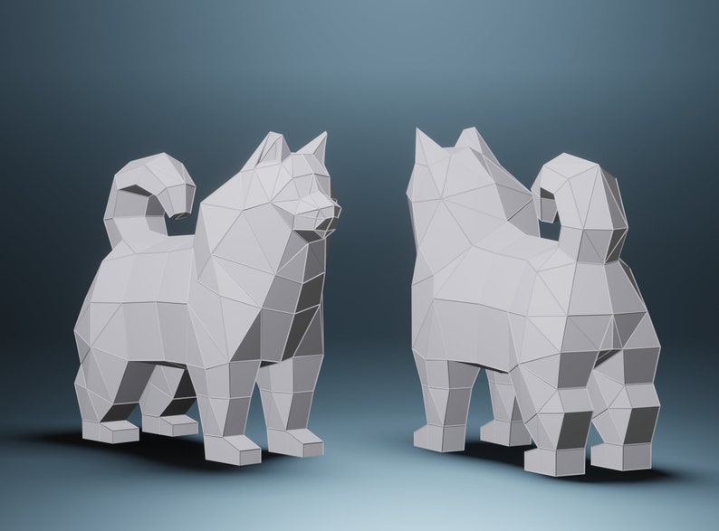 Samoyed Dog Papercraft PDF SVG Dog Low Poly Papercraft - Etsy