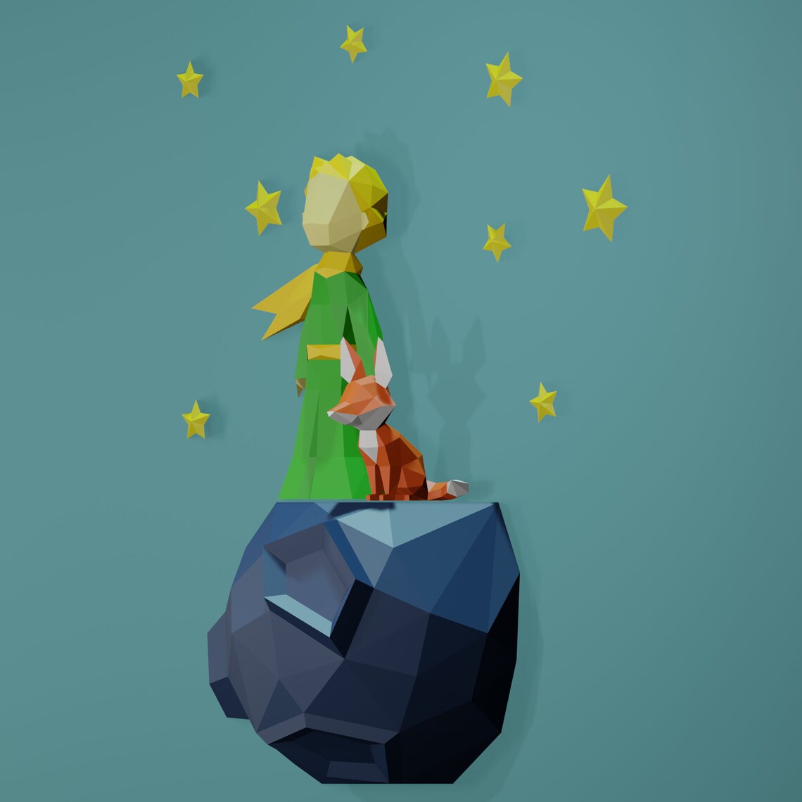 PAPERCRAFT the Little Prince and Fox on the Planet - Etsy