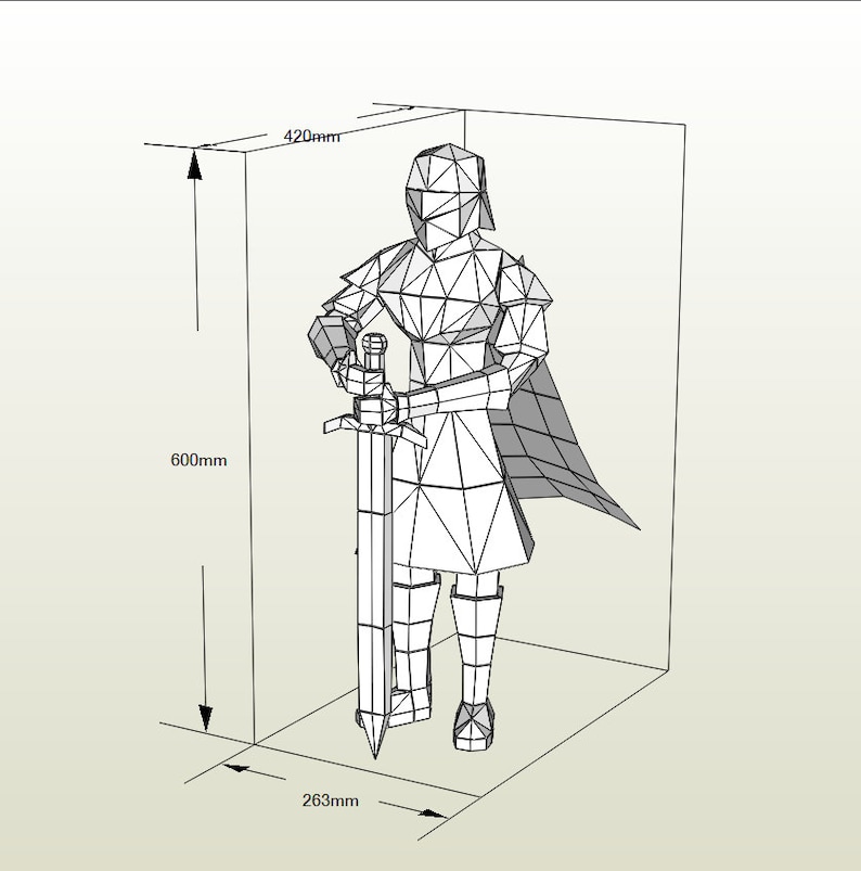 Low Poly Papercraft Knight With Sword, DIY Home Decor (SVG, PDF) - Etsy