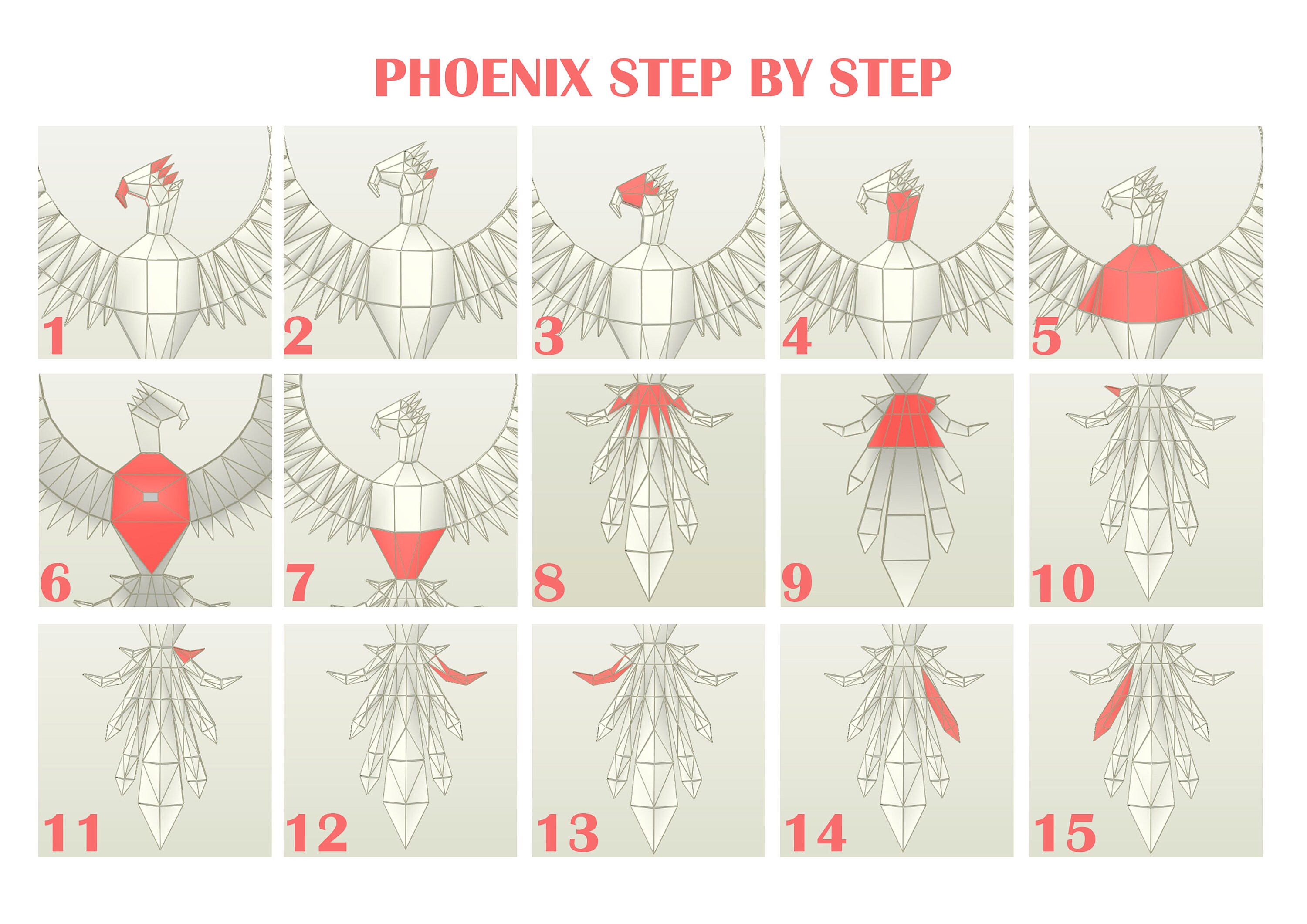 Phoenix Papercraft Pepakura Lowpoly Low Polygon 3D - Etsy UK