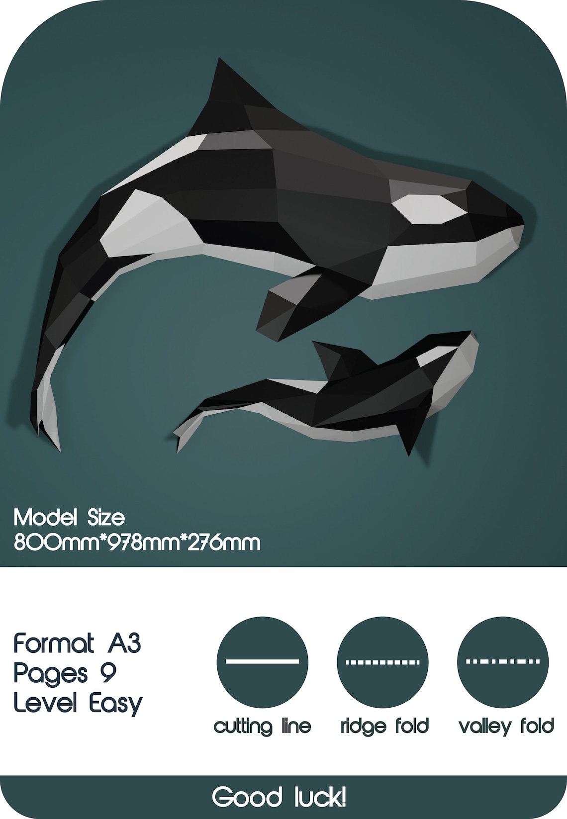 ORCA and Baby-orca, Paper Craft ORCA Whale , Paper Craft Template ...
