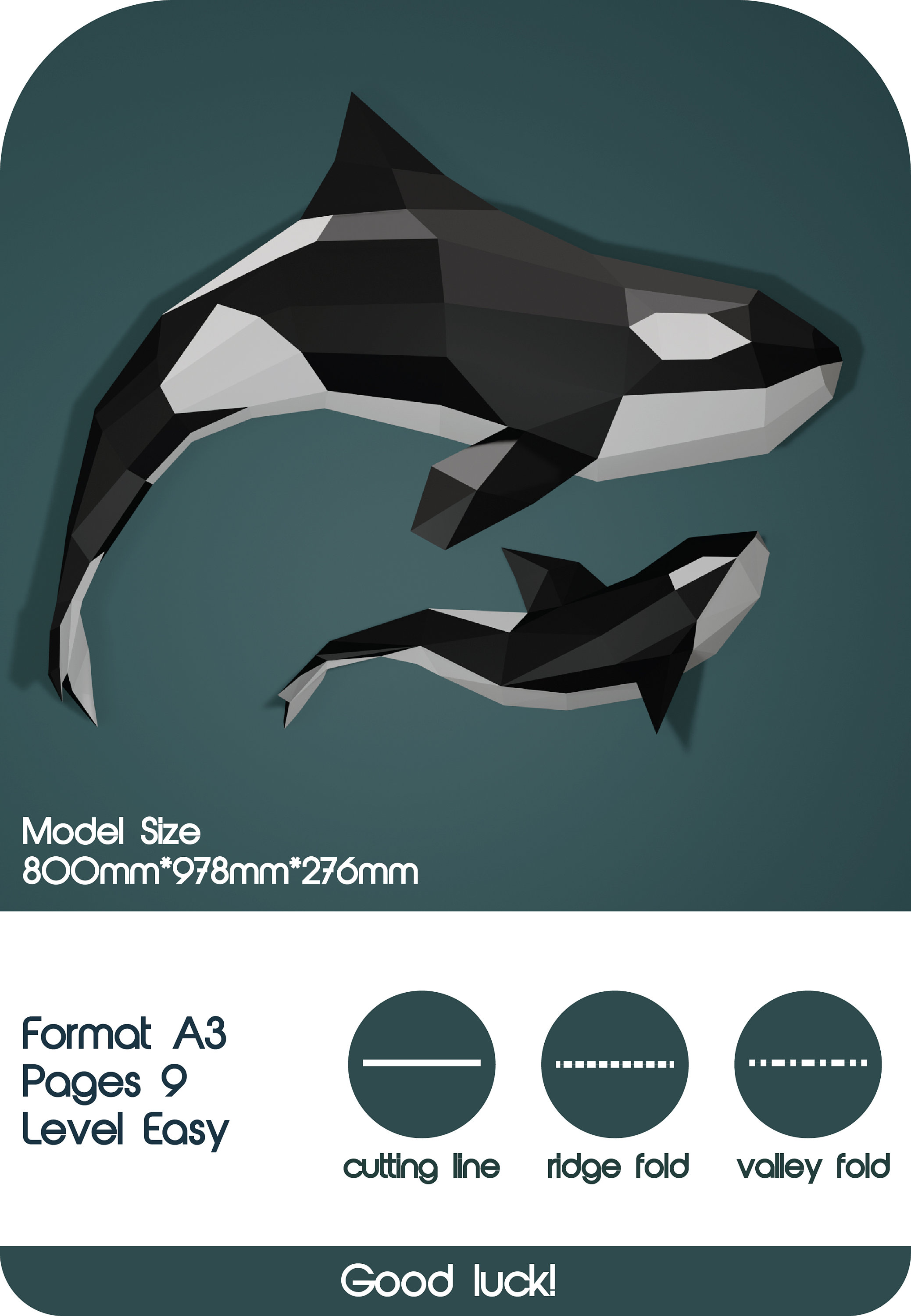 ORCA and Baby-orca, Paper Craft ORCA Whale , Paper Craft Template ...
